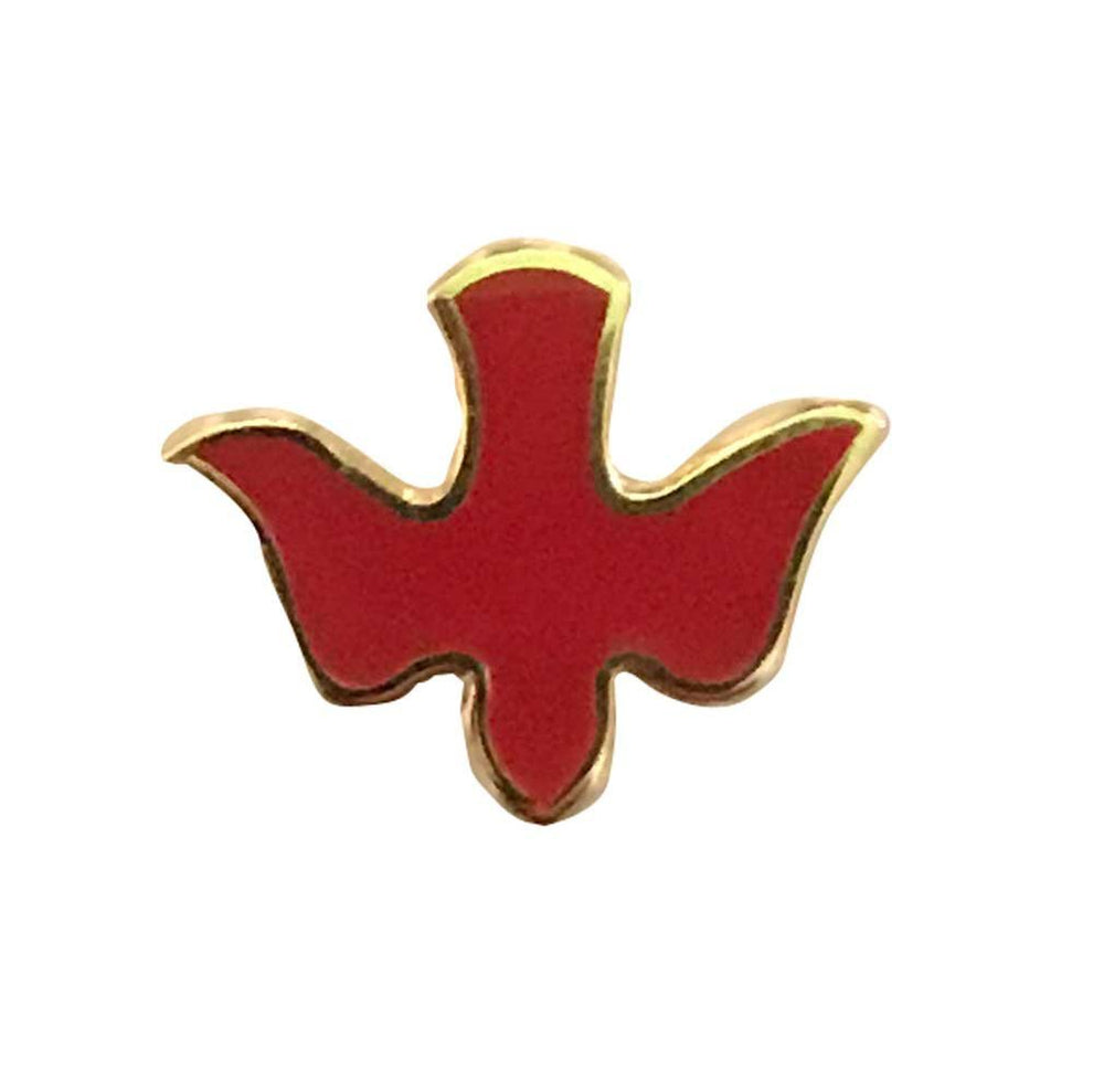 Holy Spirit Dove Lapel Pin - Gold Plated with Red Enamel 1/2" High, Pa ...
